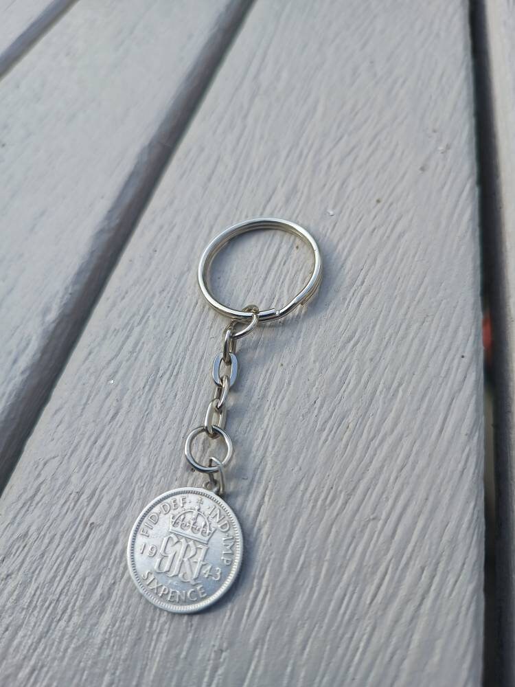 1943 British King George VI Silver Coin Key Ring - Etsy