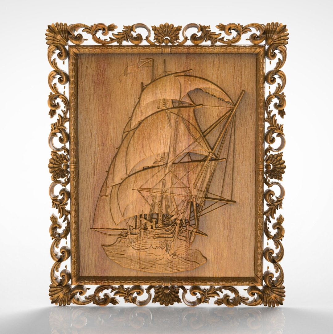 3D STL Model of a Sailboat for CNC Milling Machine, Engraver, Threading ...