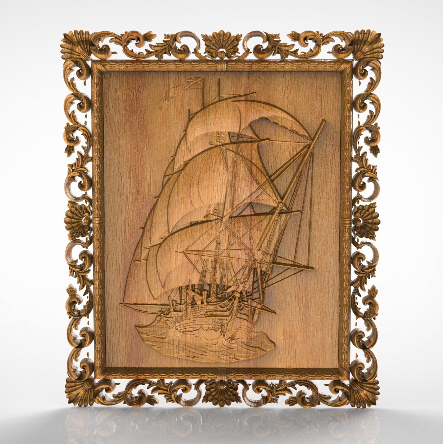 3D STL Model of a Sailboat for CNC Milling Machine, Engraver, Threading ...