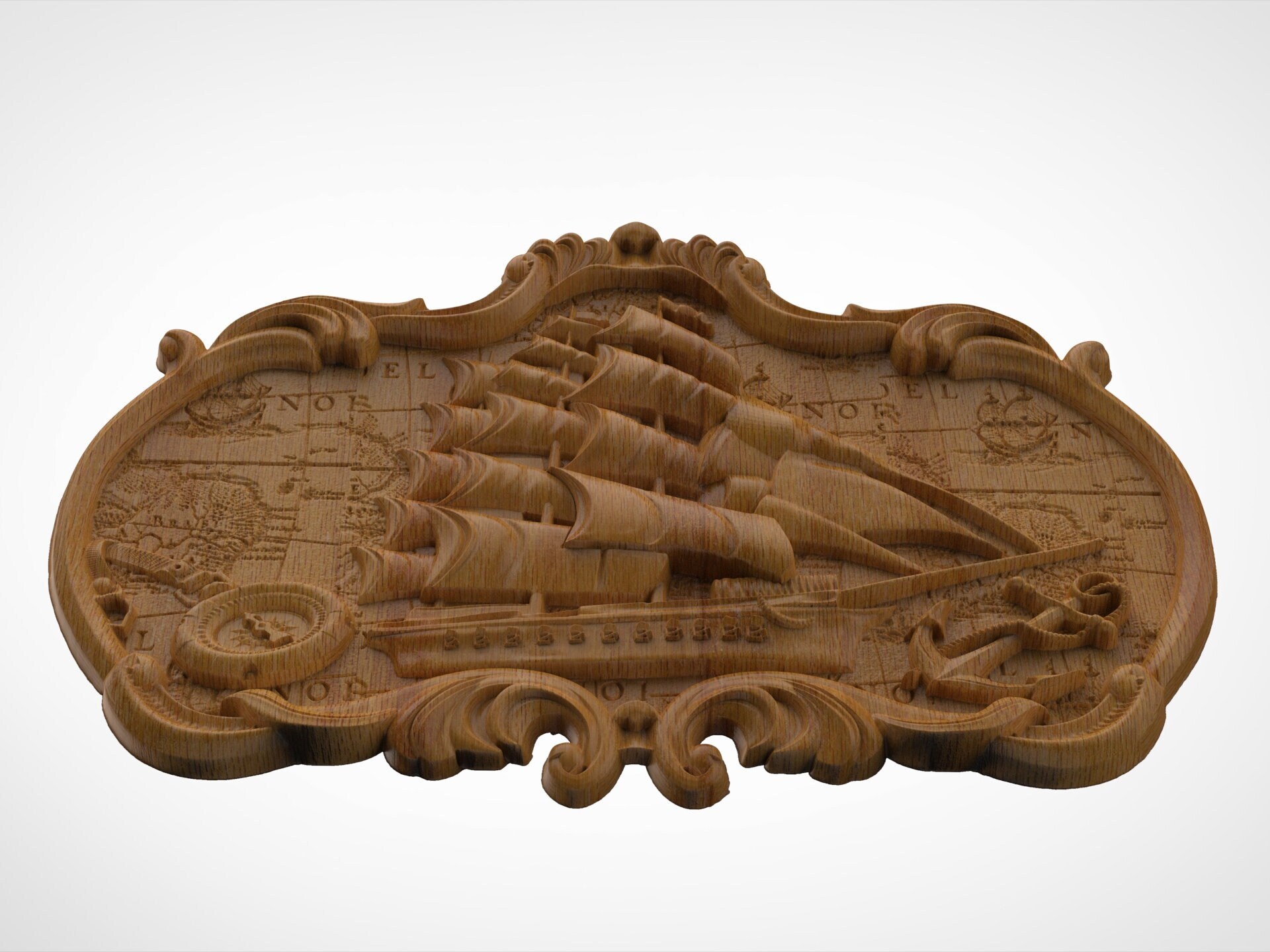 3D STL Model of a Sailboat for CNC Milling Machine, Engraver, Threading ...