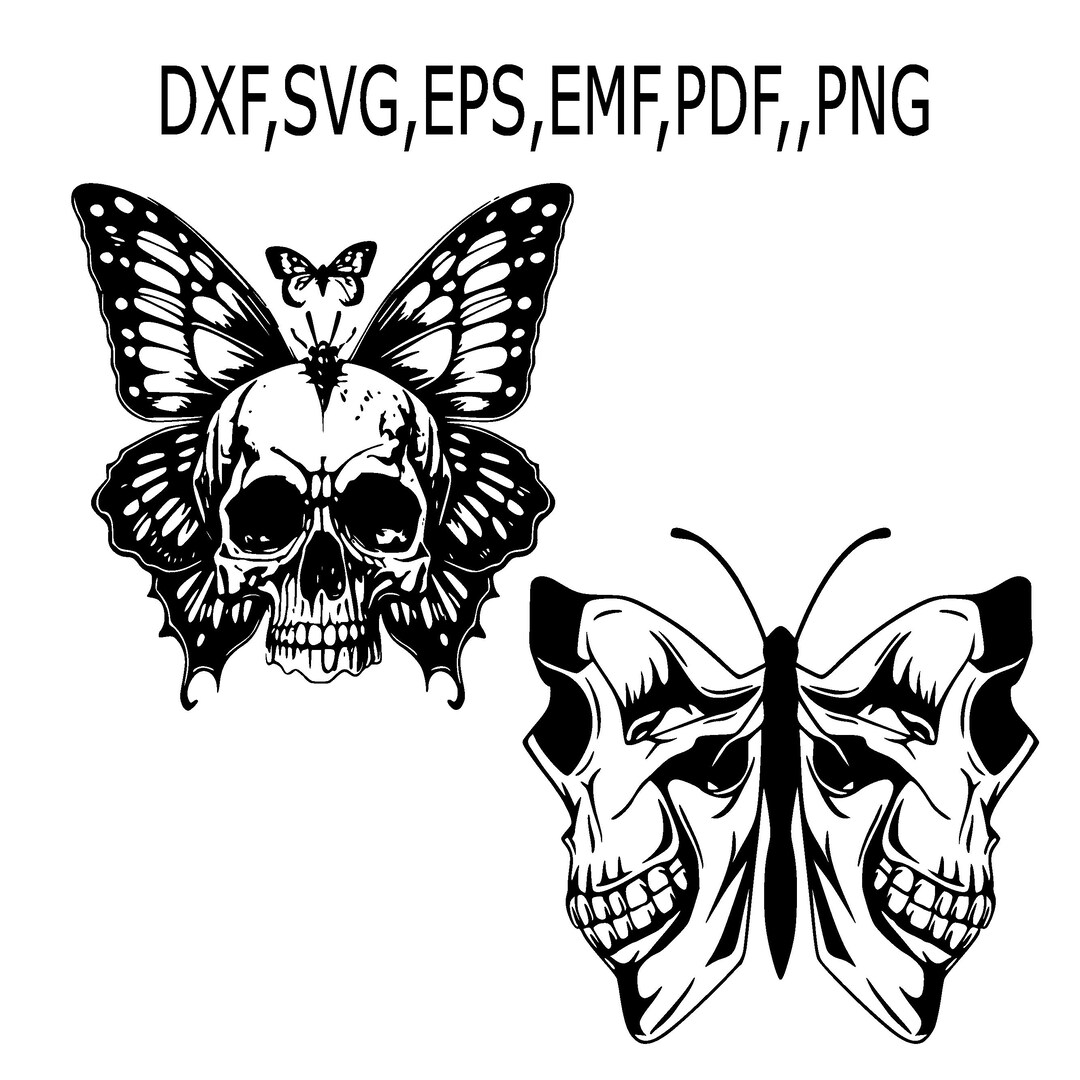 Skull, Skull Butterfly, Modern Art Dxf, Svg, PNG, Eps, EMF, Pdf for CNC ...