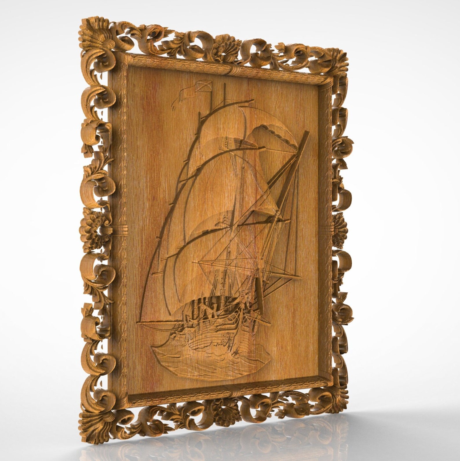 3D STL Model of a Sailboat for CNC Milling Machine, Engraver, Threading ...