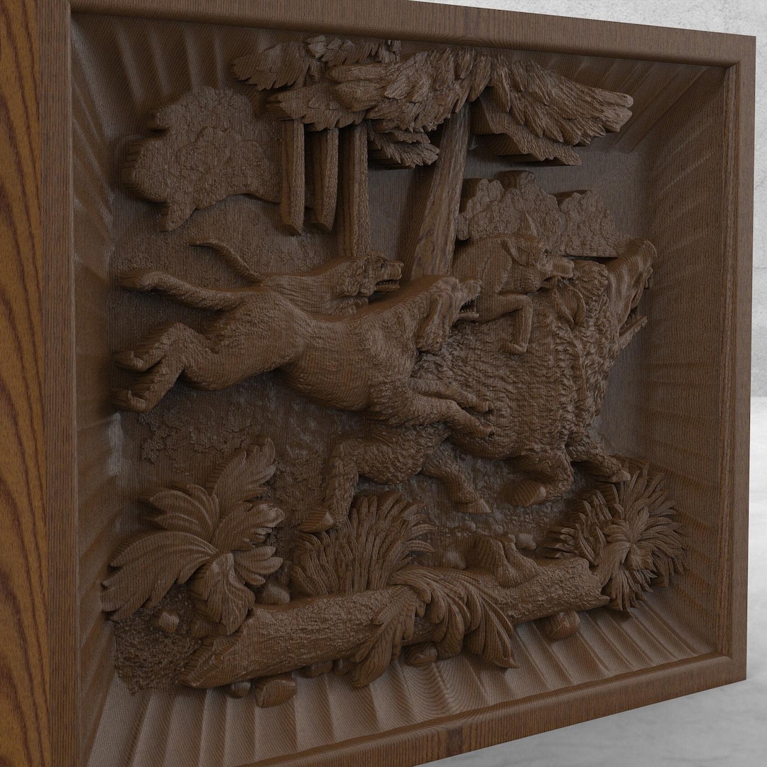 Hunting Stl File Decor, for Cnc Milling Art Boar and Dog, Gift for ...