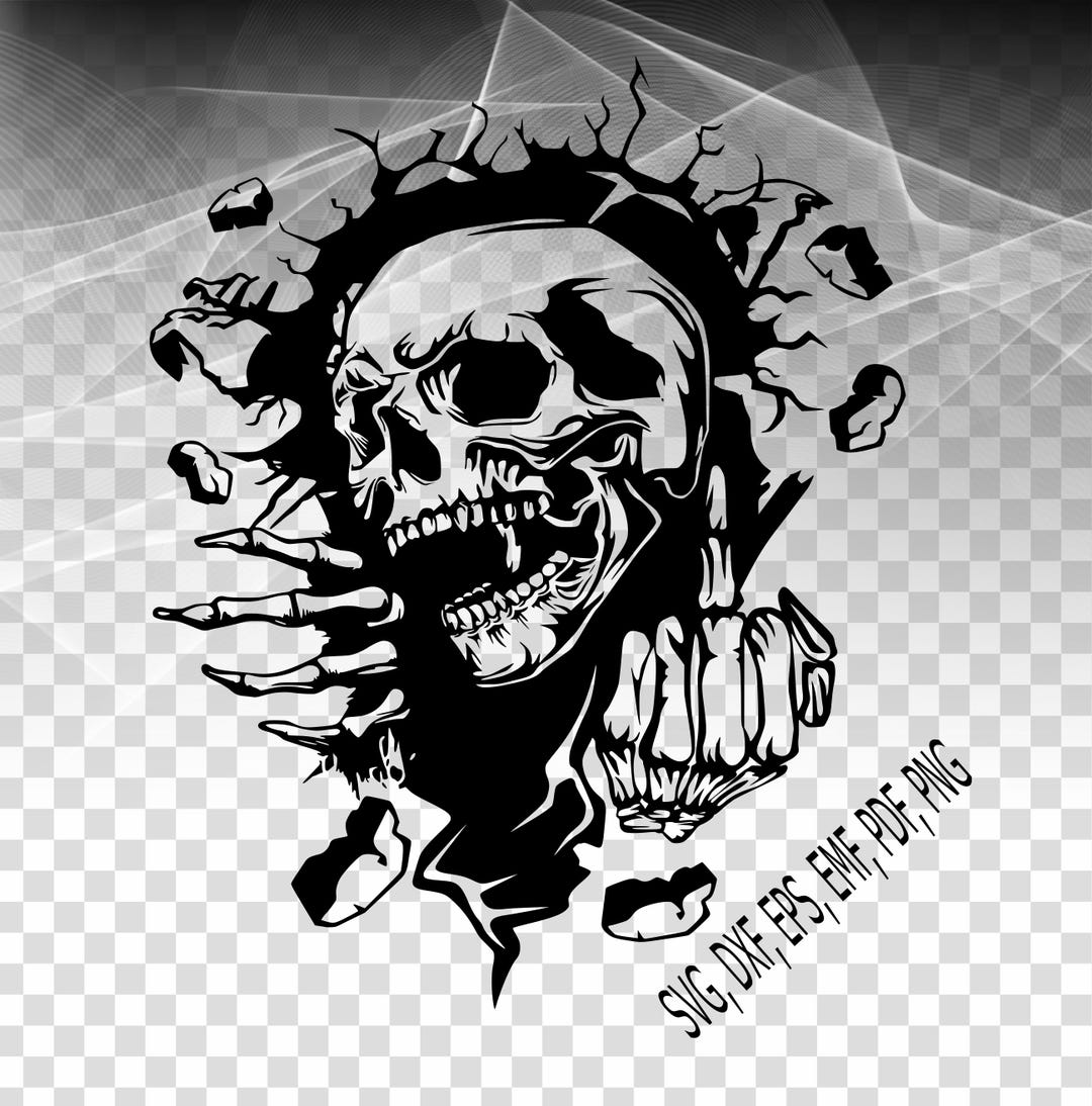 Skull Dxf, Svg, PNG, Eps, EMF, Pdf for CNC, Vector Art, Cnc, Pattern ...
