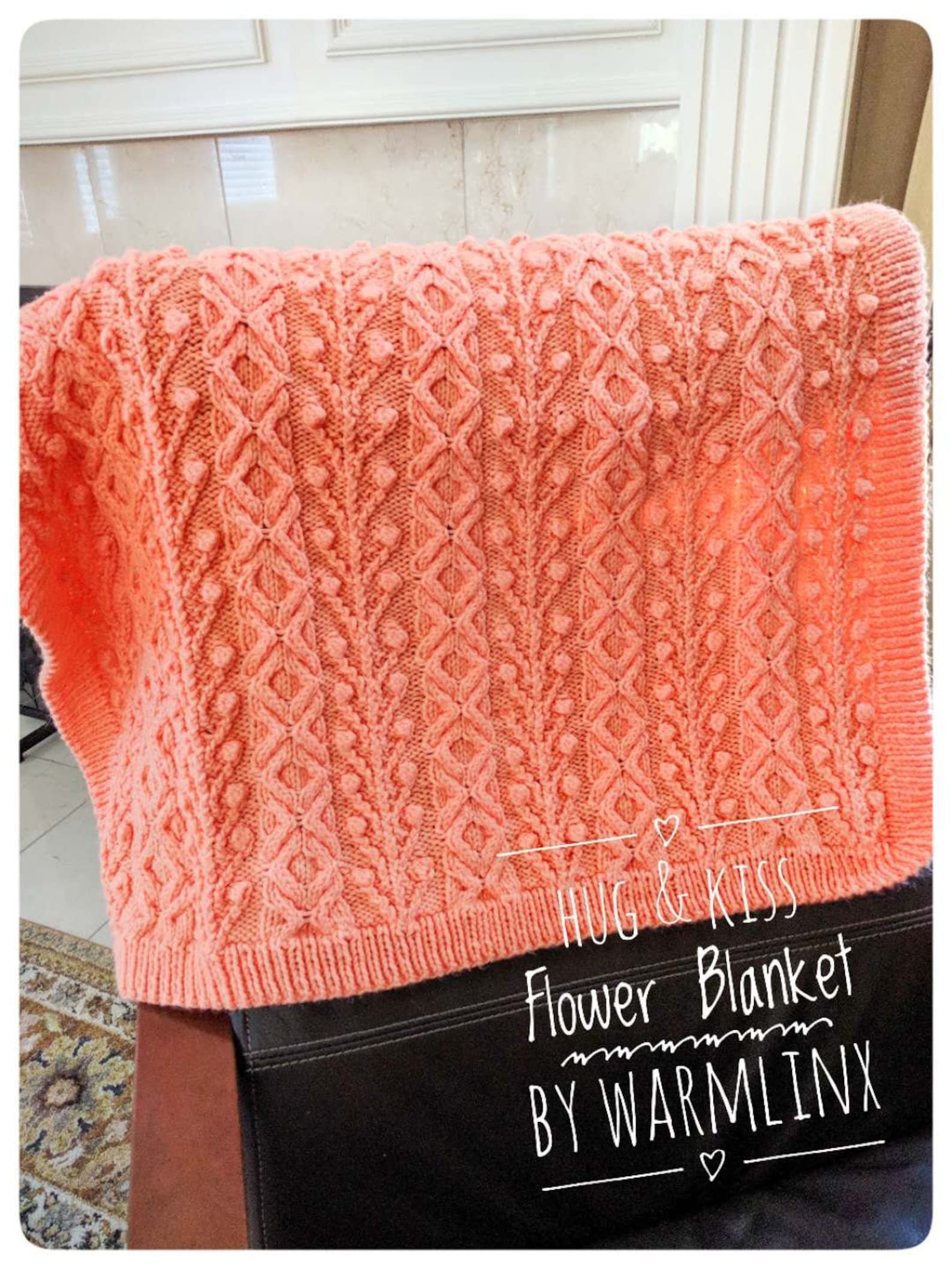 Knitting Pattern Hug and Kiss Flower Baby Blanket - Etsy
