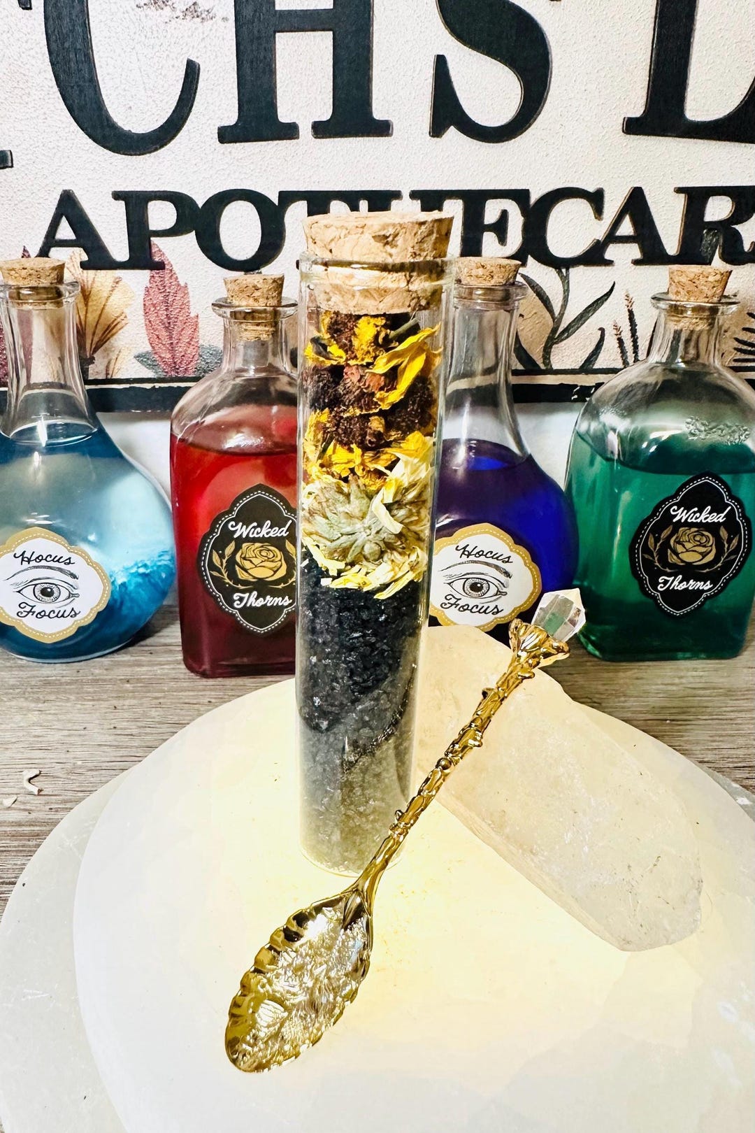 Samhain Protection Salt Tube and Gold Spoon, Protected Salt for Magical ...