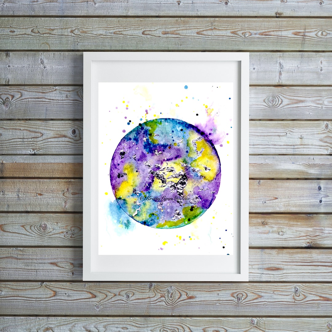 FULL MOON WATERCOLOR- Full Moon Watercolor Painting Art Print, Moon ...