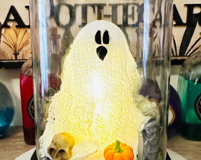 Ghost in a Cloche Graveyard, Ghost, Cheesecloth Ghosts, Spooky Ghost ...