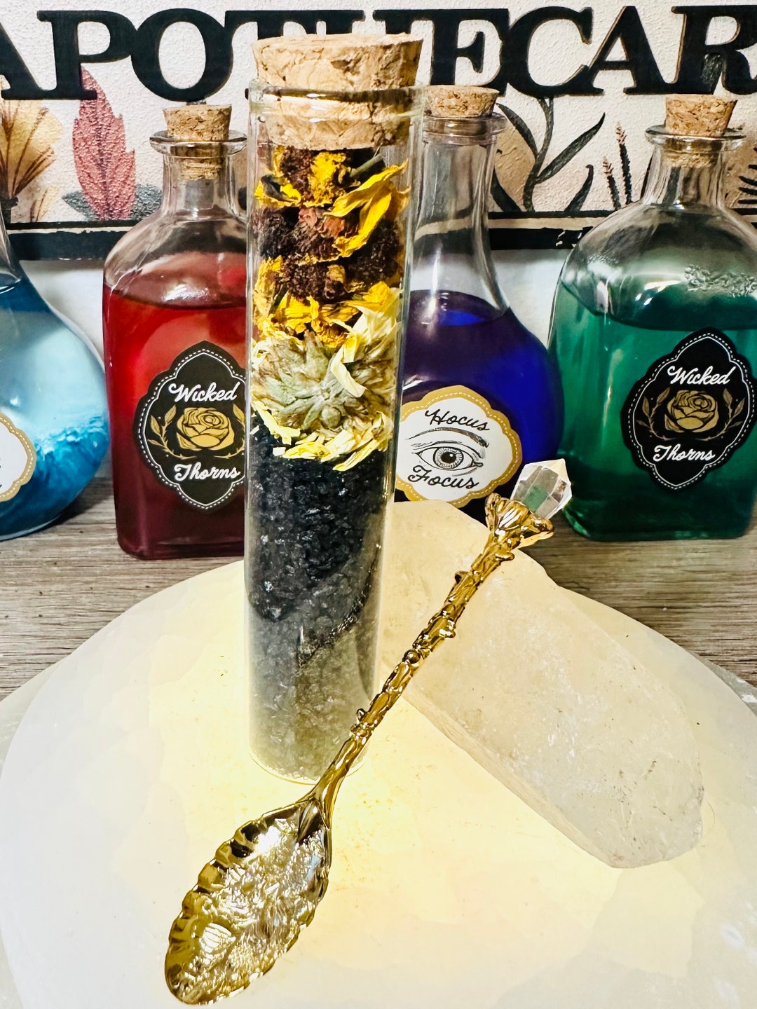 Samhain Protection Salt Tube and Gold Spoon, Protected Salt for Magical ...