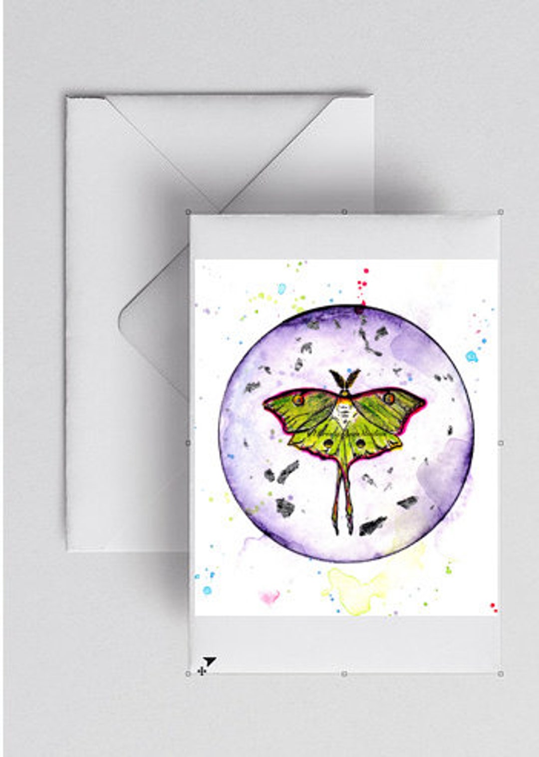 Luna Moth Moon Watercolor Greeting Card - Etsy