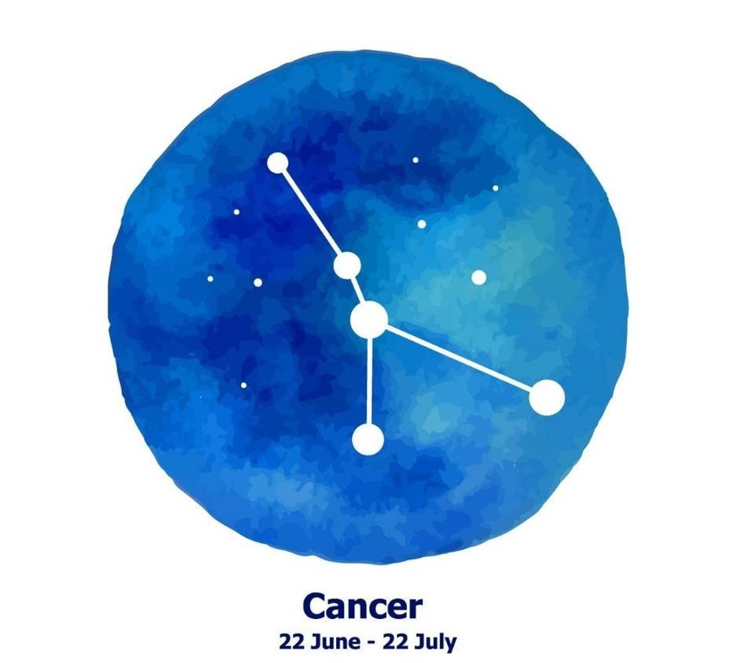 Cancer 22 June - 22 July Constellation Watercolor Painting Art Print ...