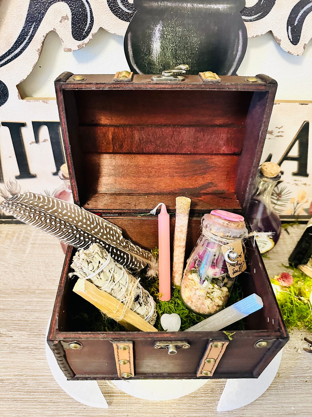 Heart Healing Treasure Chest Rose Quartz Spell Jar, Heart Healing Spell Jar, Spell Magic ...