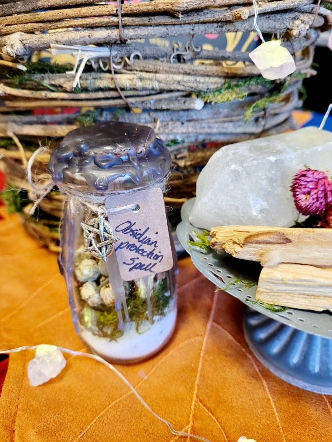 Obsidian Protection Spell Jar, Obsidian Magic Spell Jar, Witchcraft ...