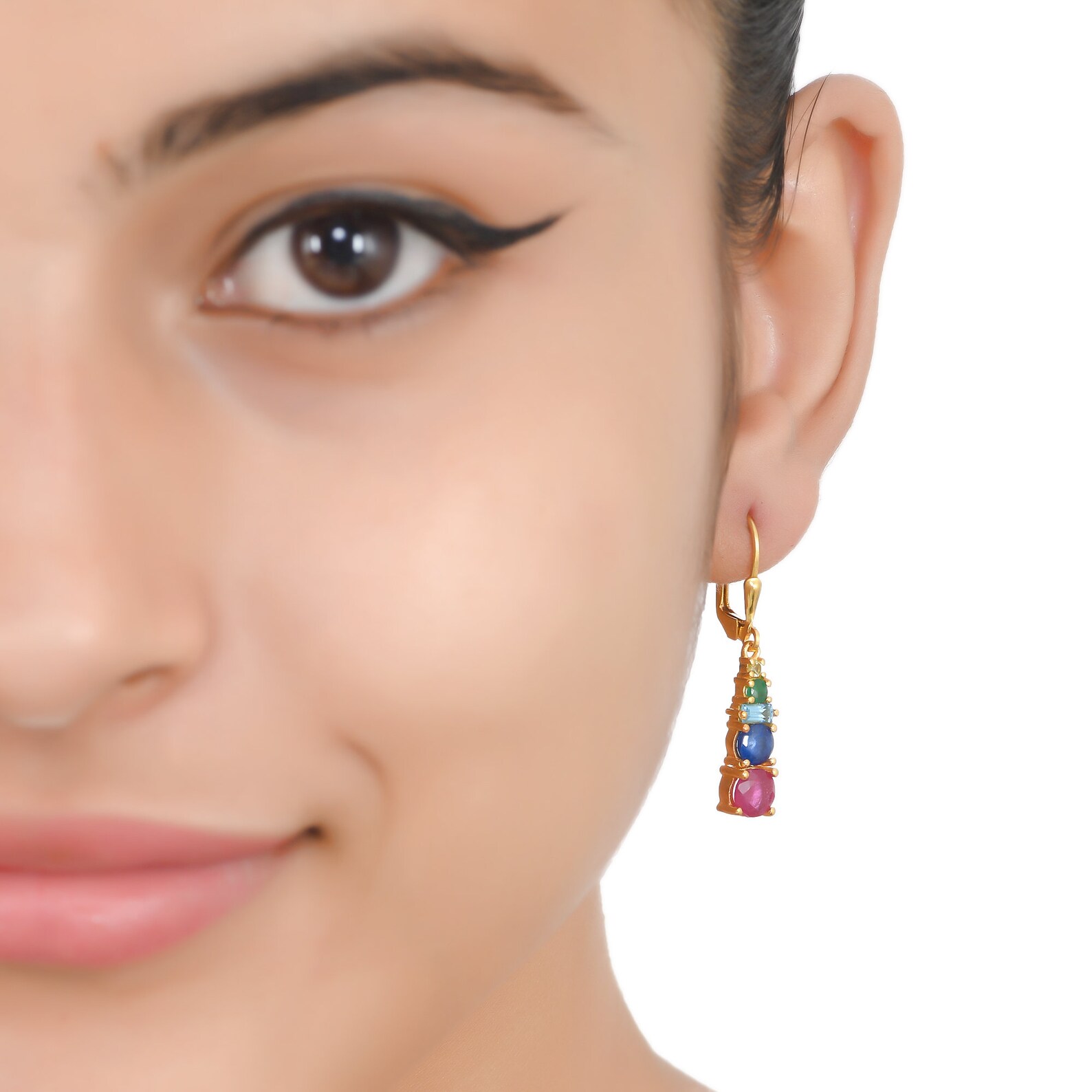 Ruby Sapphire Emerald & Swiss Topaz 14K Gold Vermeil Over - Etsy