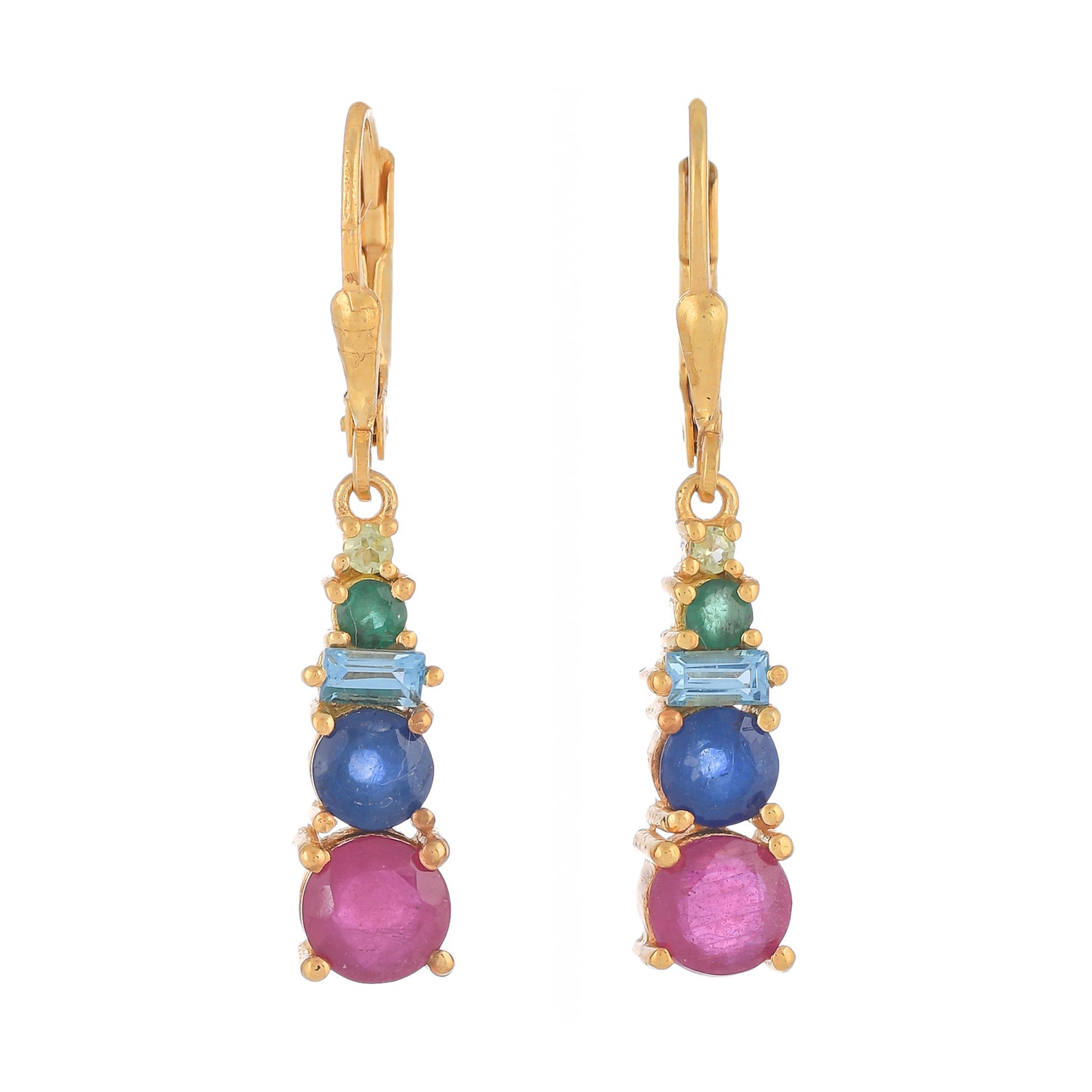 Ruby Sapphire Emerald & Swiss Topaz 14K Gold Vermeil Over - Etsy