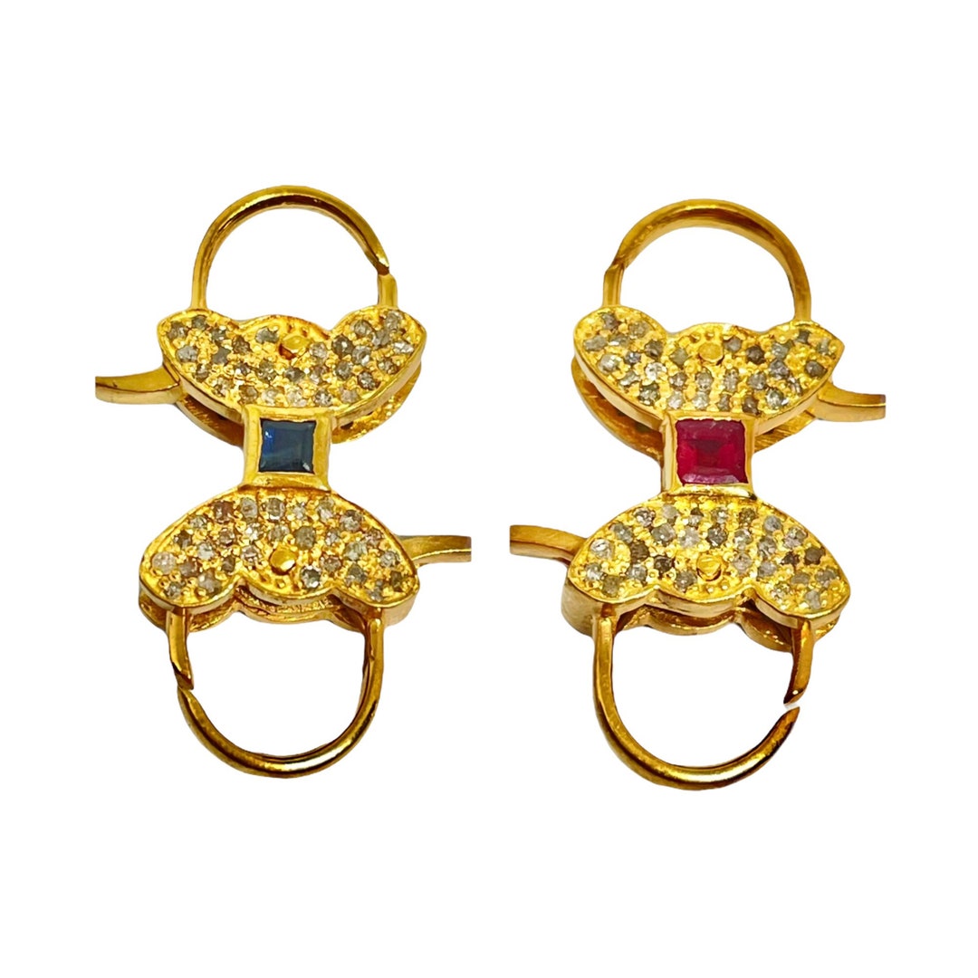 Diamond Ruby & Blue Sapphire 14K Gold Vermeil Over Sterling - Etsy