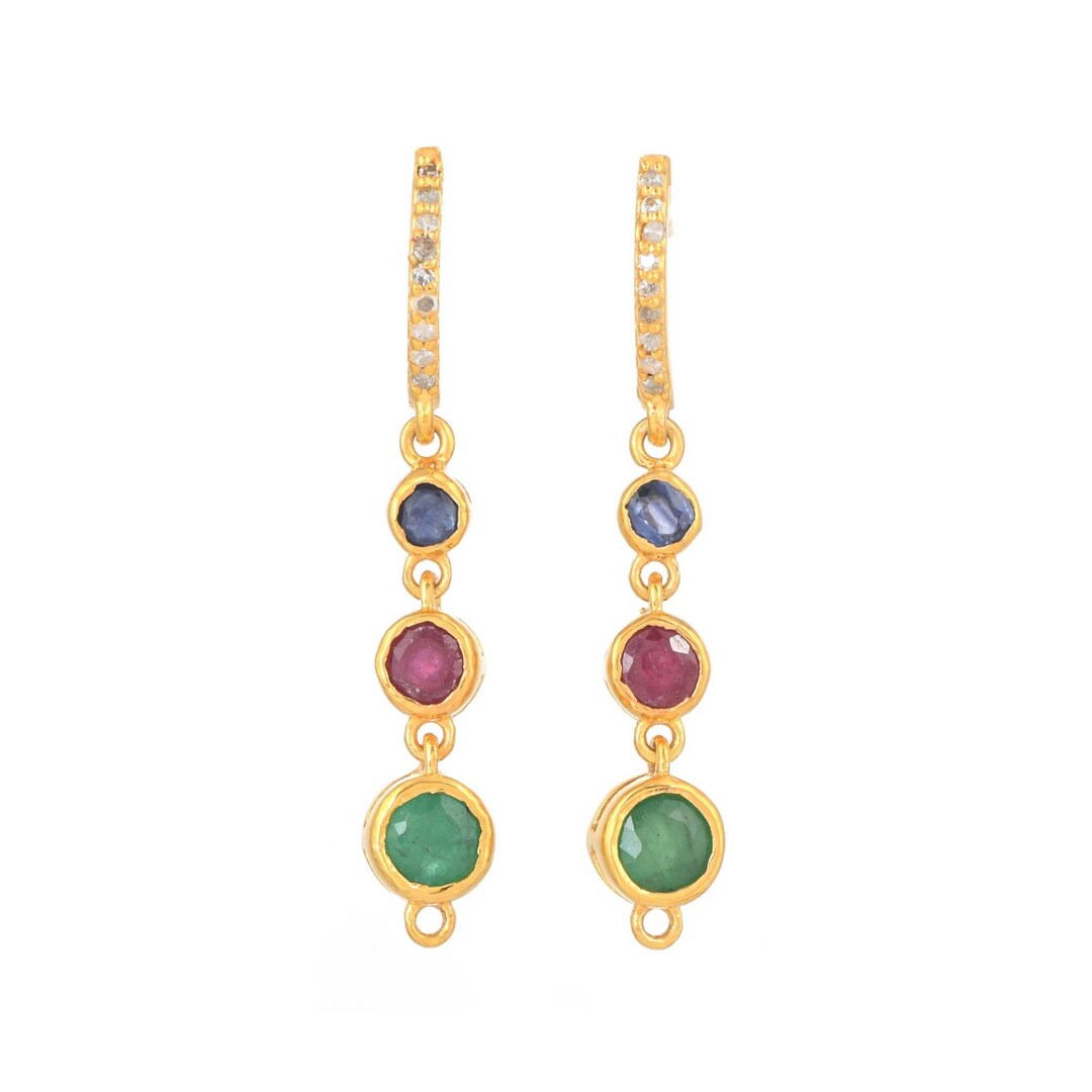 White Topaz, Emerald, Ruby & Blue Sapphire Gold Vermeil Over Sterling ...