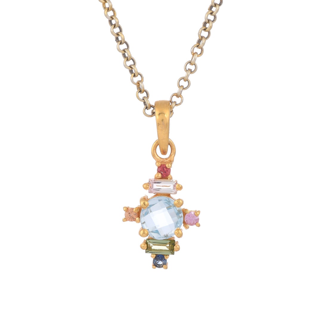 Blue Topaz, Sapphire, Ruby & Iolite 14K Gold Vermeil Over Sterling ...