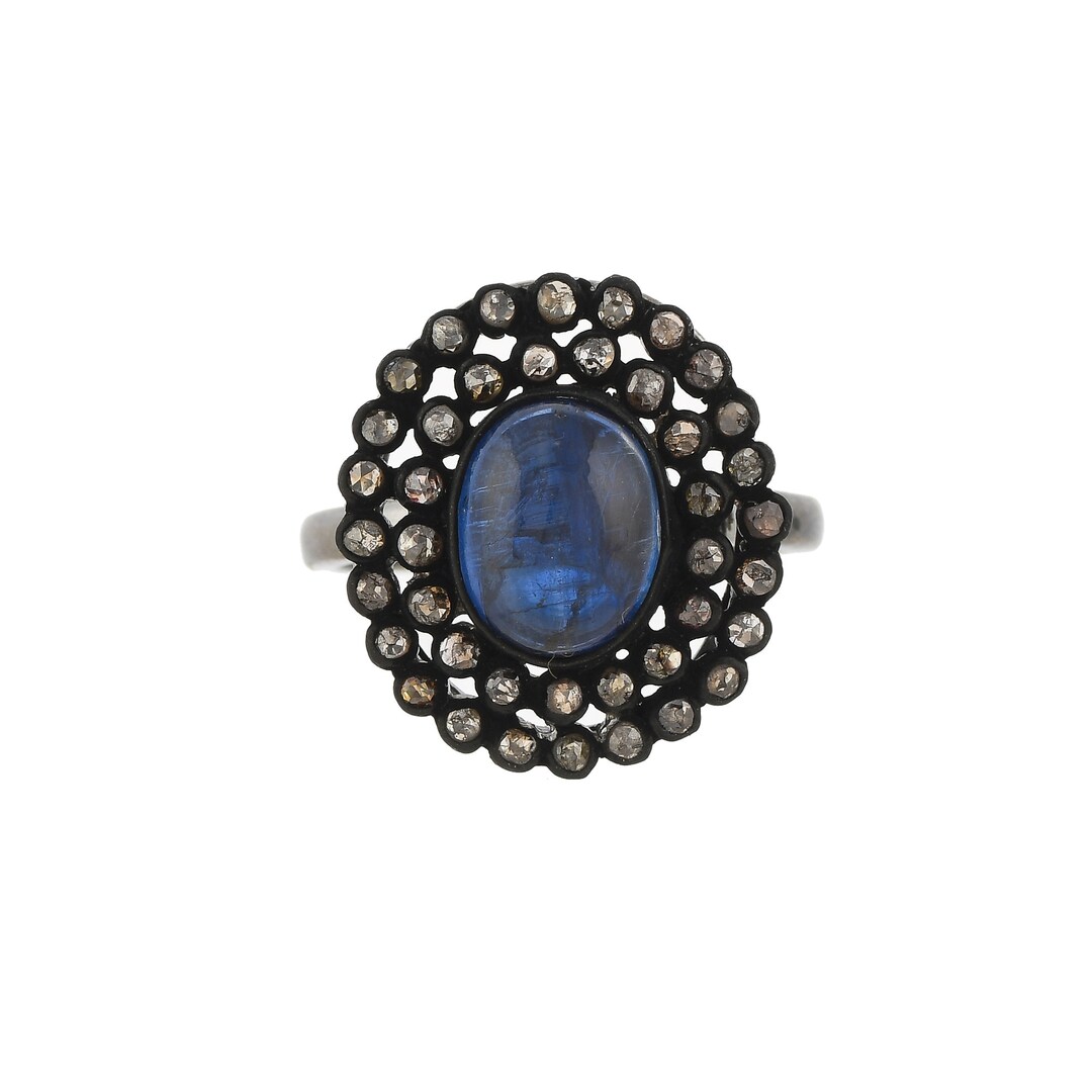 Rose Ct Diamond & Kyanite Oxidized Sterling Silver Ring - Etsy