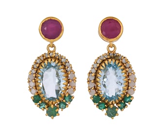 Blue Topaz, Emerald, Sapphire & Ruby Vermeil 14K Gold Over Sterling ...