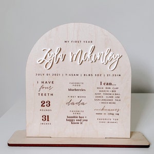 One Year of Baby | First Birthday | Wood Milestones Sign | First ...