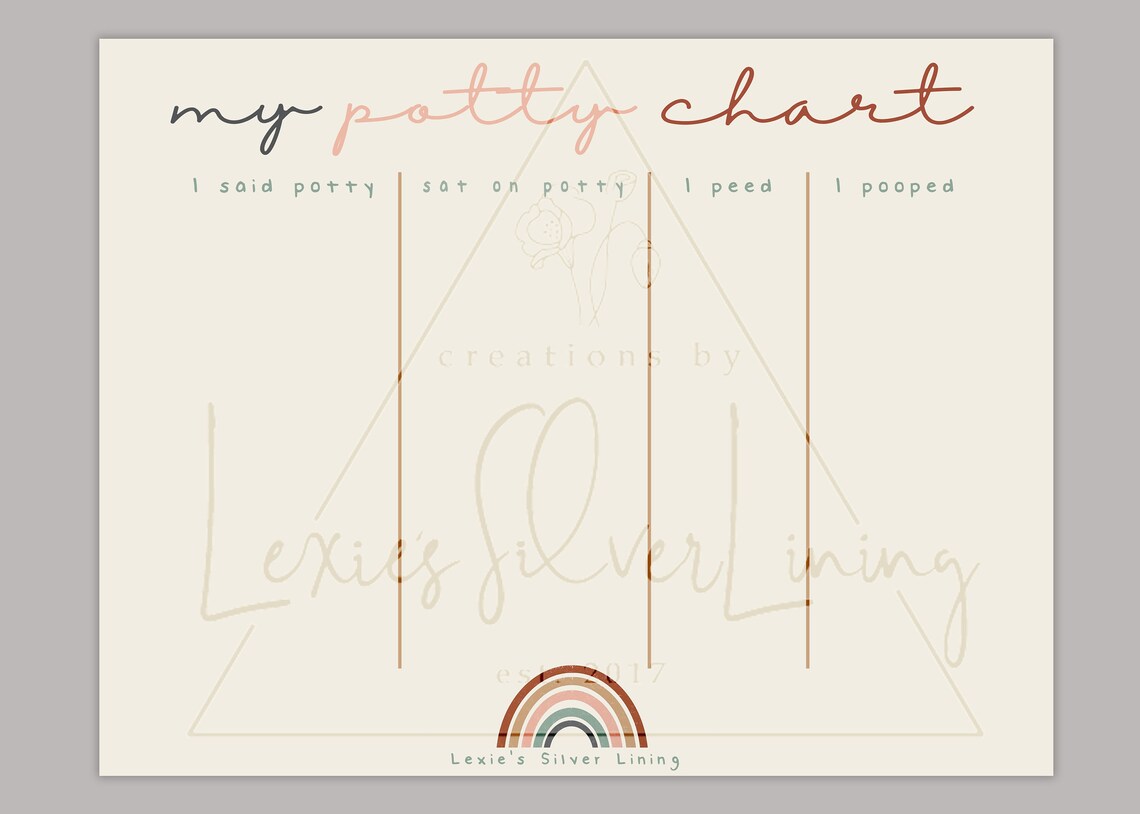Printable Potty Training Chart Rainbow Potty Chart Gender - Etsy