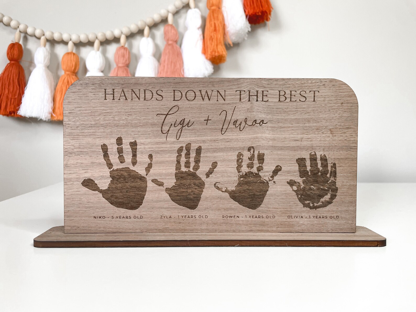 Engraved Handprint Sign Personalized Handprint Keepsake Hands Down Gift ...