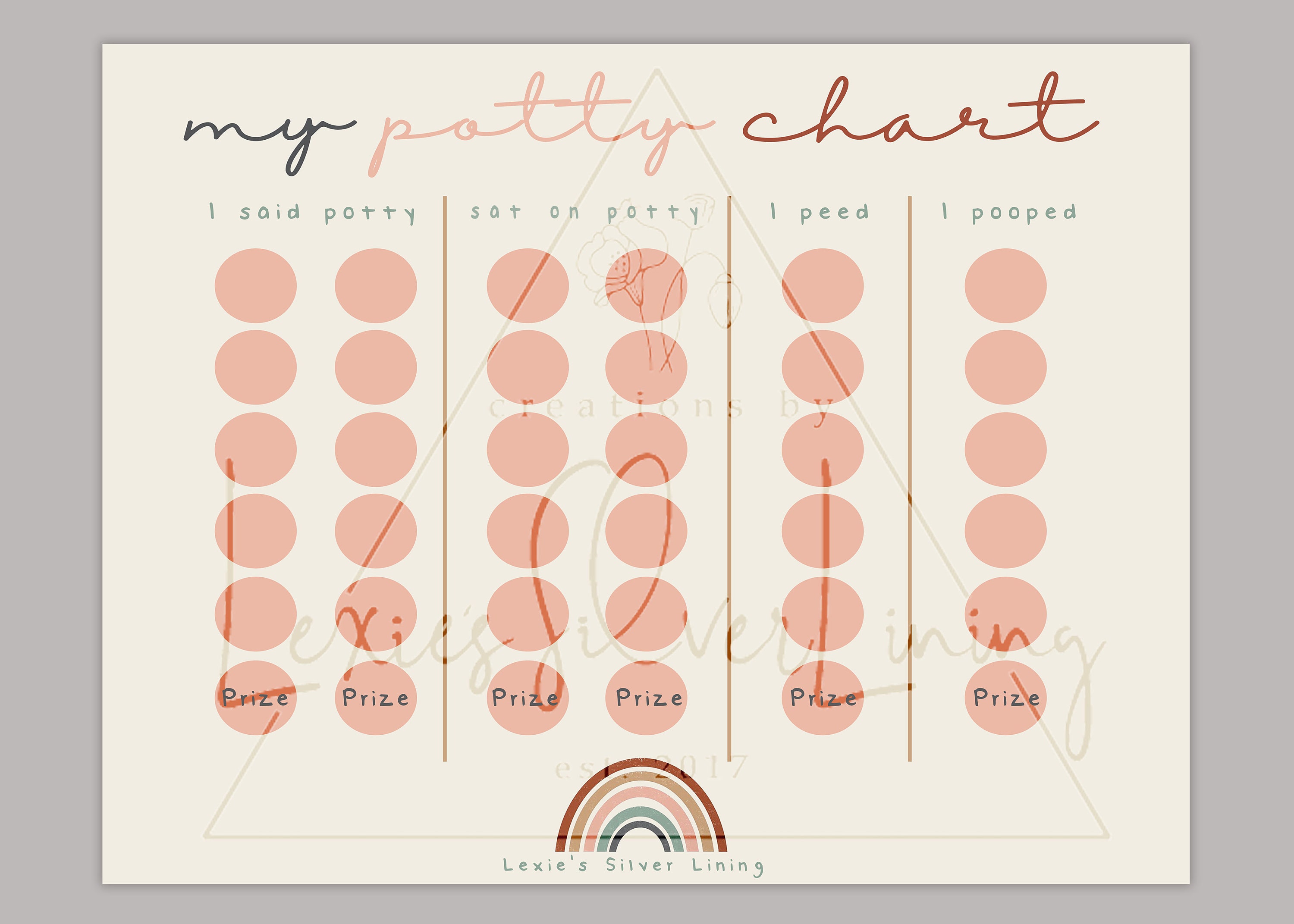 Printable Potty Training Chart | Rainbow Potty Chart | Gender Neutral ...