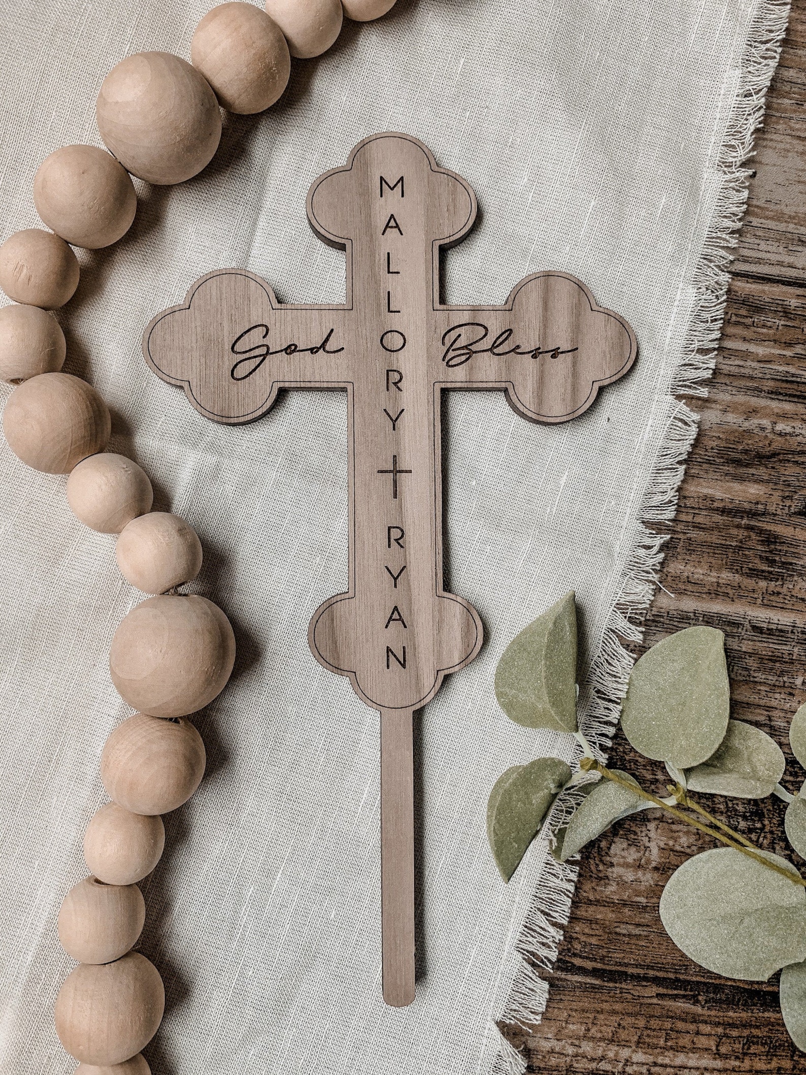 Personalized Cross Cake Topper Baptism Wooden Engraved - Etsy