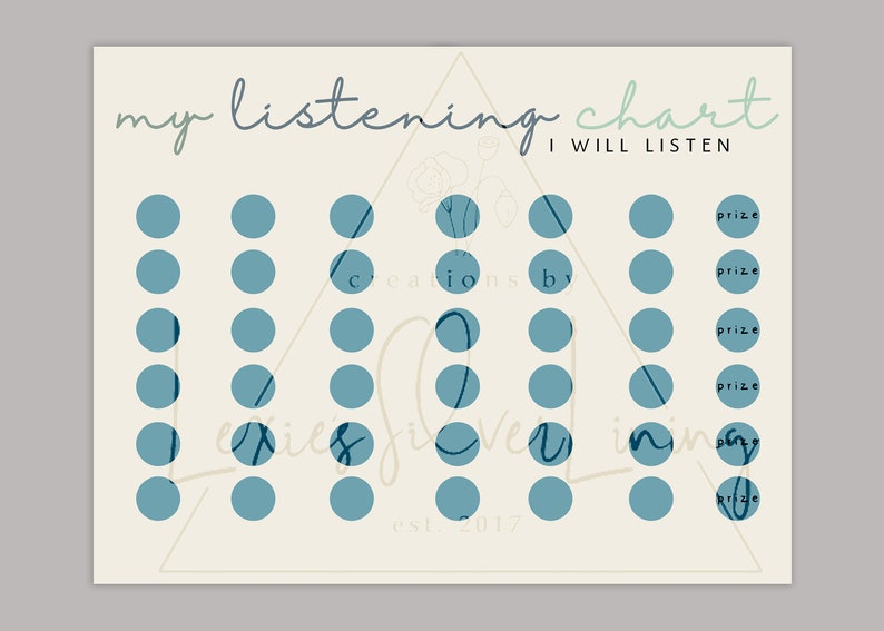 Listening Chart Printable Gender Neutral Instant Download | Etsy