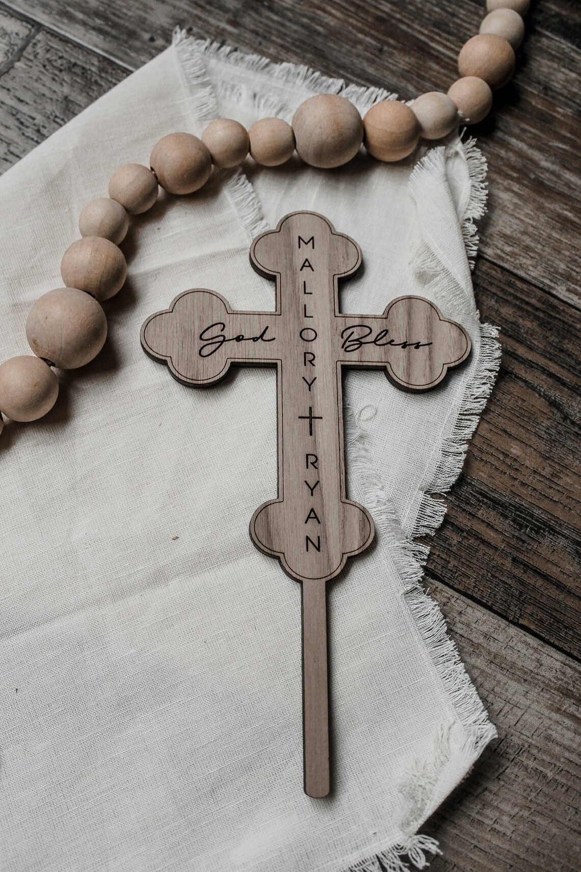 Personalized Cross Cake Topper Baptism Wooden Engraved - Etsy