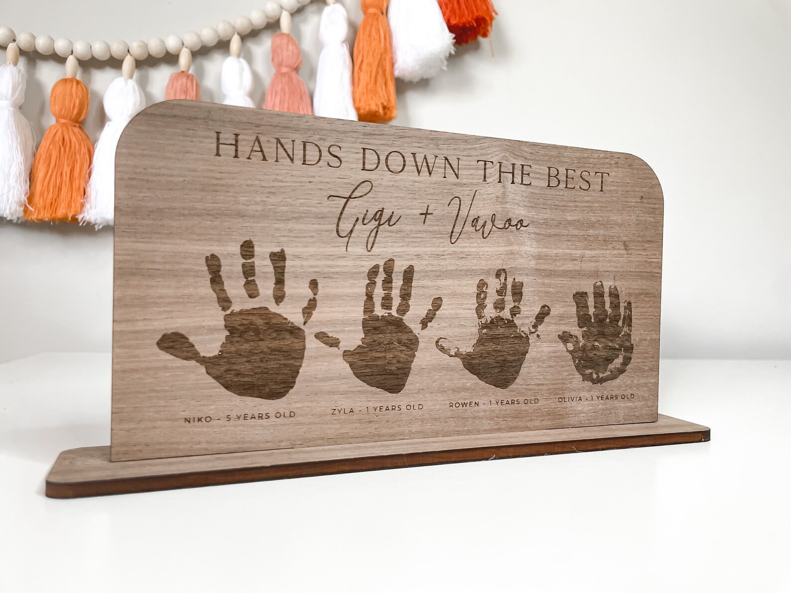 Engraved Handprint Sign Personalized Handprint Keepsake Hands Down Gift ...