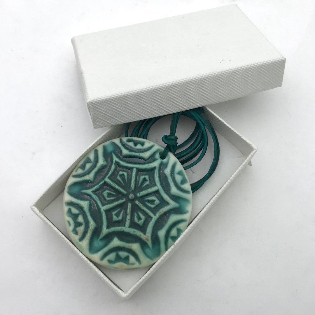 Porcelain Pendant Decorated With Ornaments, Original Artistic Jewelry ...