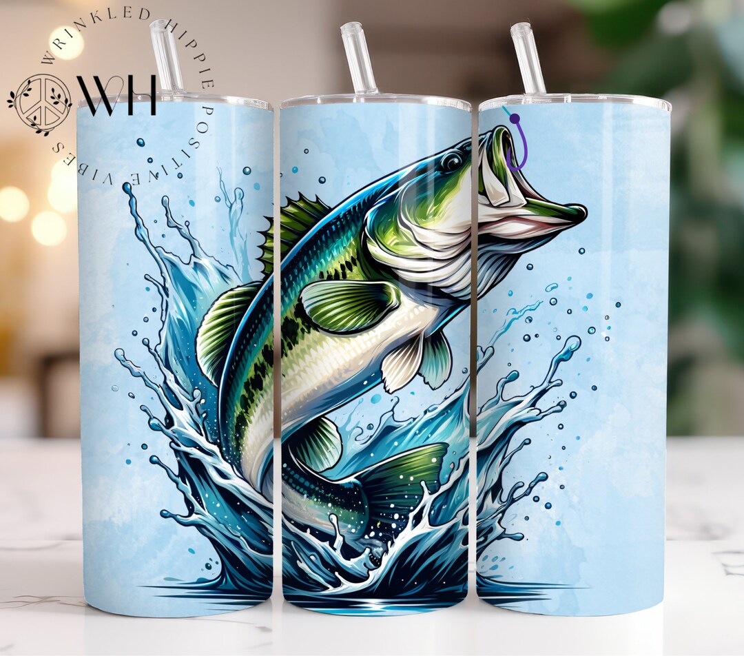 Bass Fish Tumbler Sublimation Design: Fishing Dad Gift (digital ...