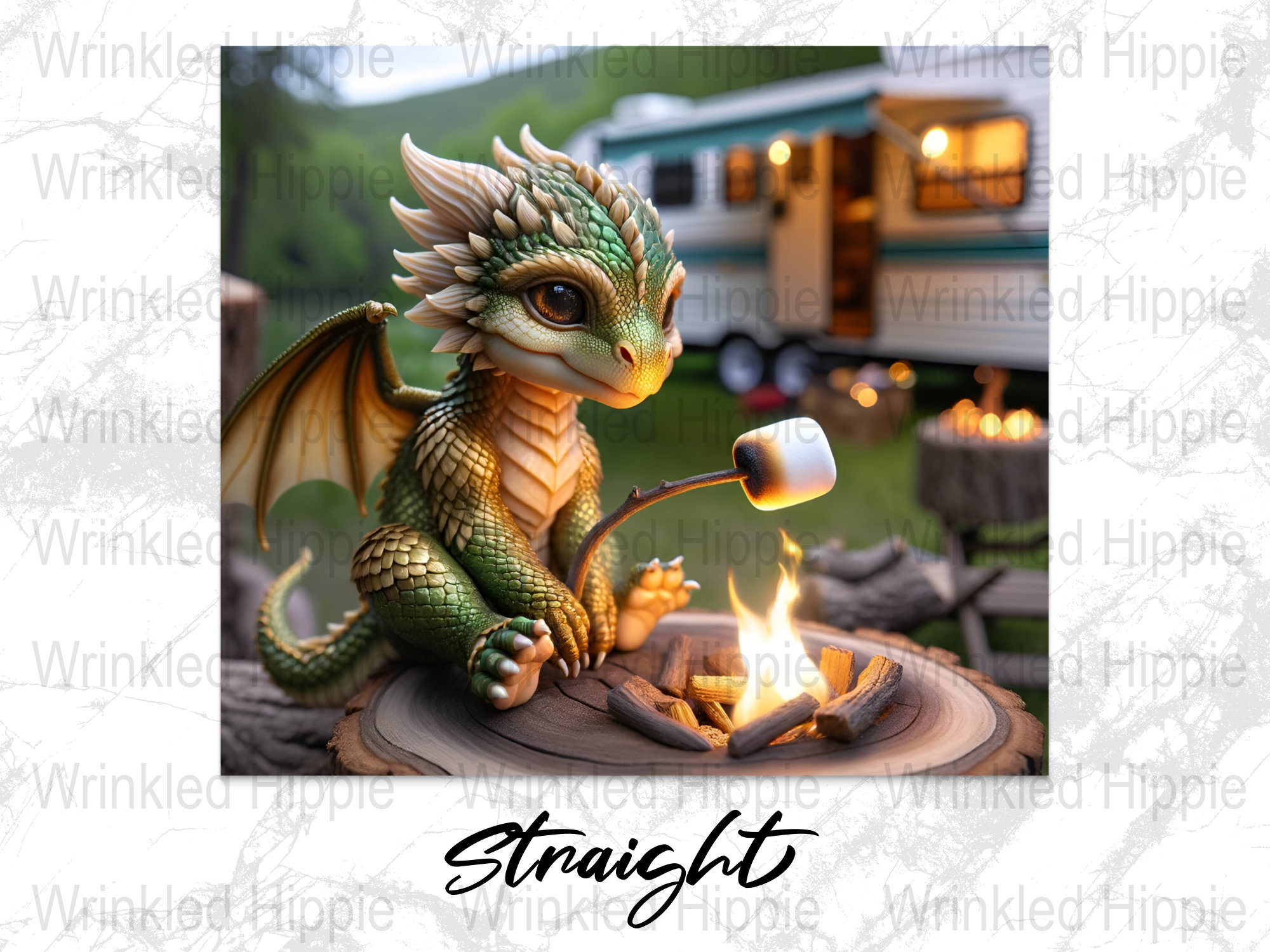 Dragon Camping 20 Oz Skinny Tumbler Wrap Designs Sublimation Design ...
