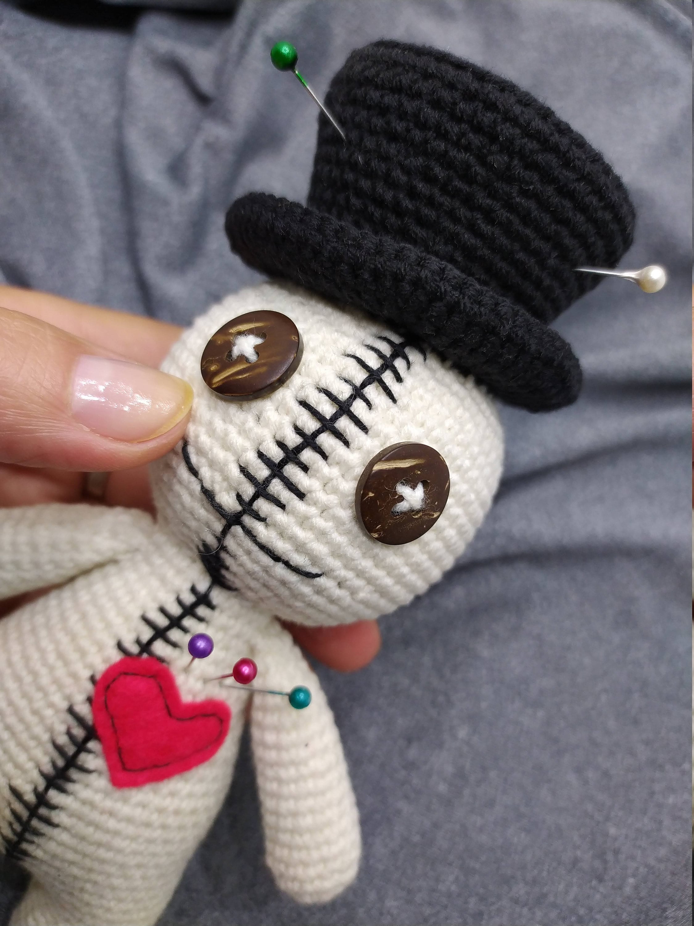 Toys & Games Toys Voodoo doll plush Black creepy crochet dolls Large ...