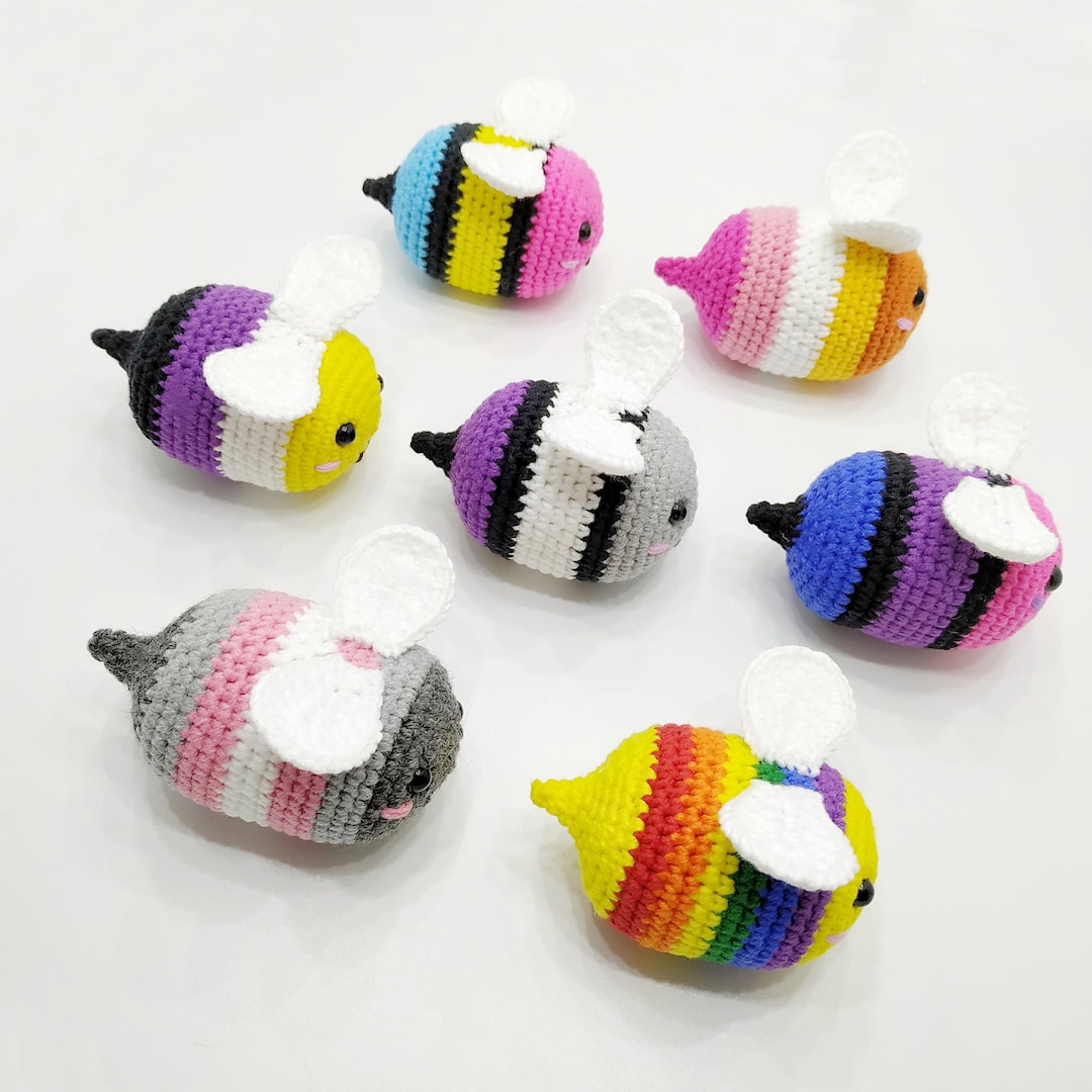 Pride Plush Bee Crochet LGBTQ Flag Bee Bisexual Plushie Nonbinary ...