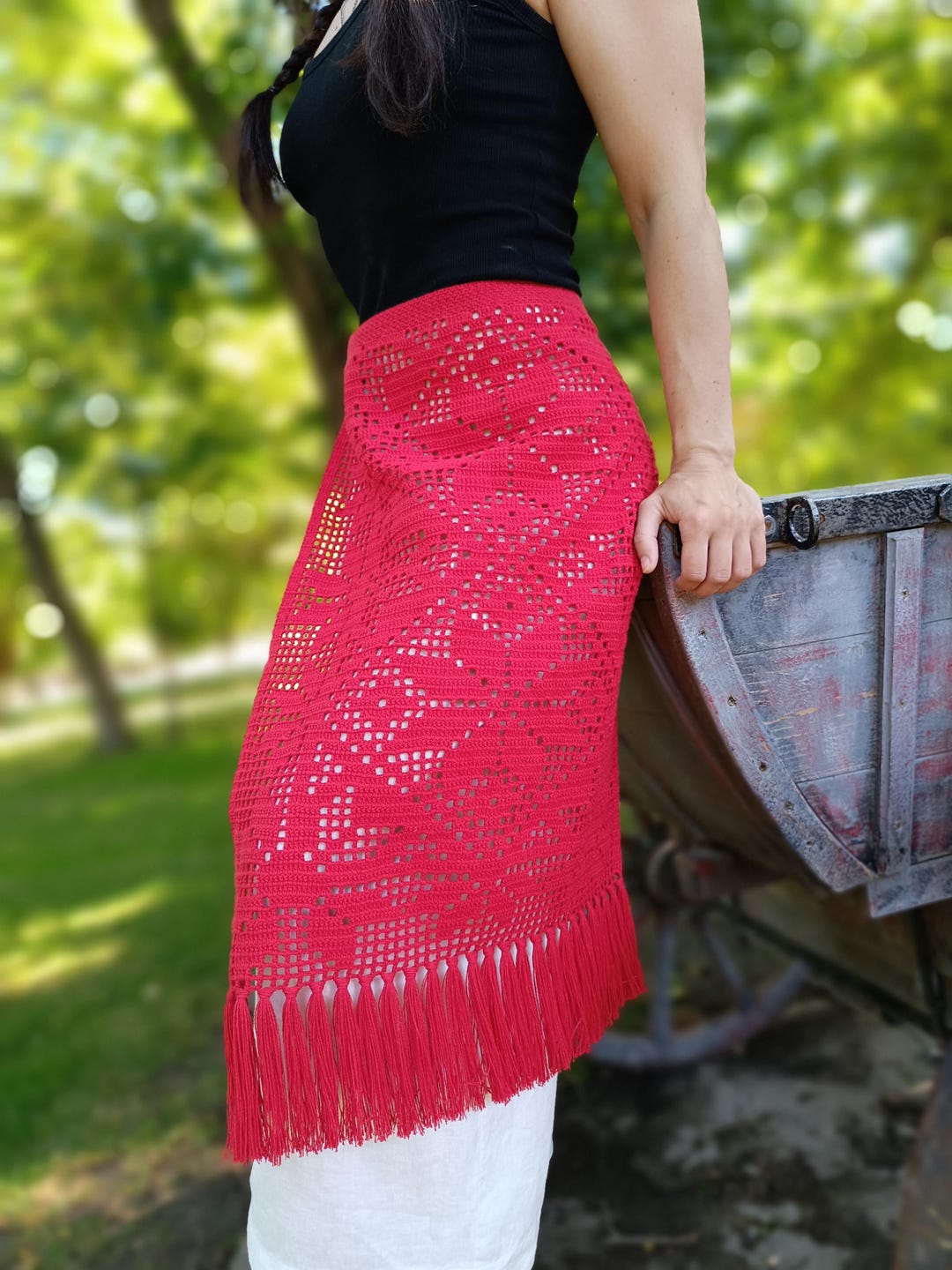 Handmade Traditional Ukrainian Crochet Apron With Tussel Ethnic Crochet ...