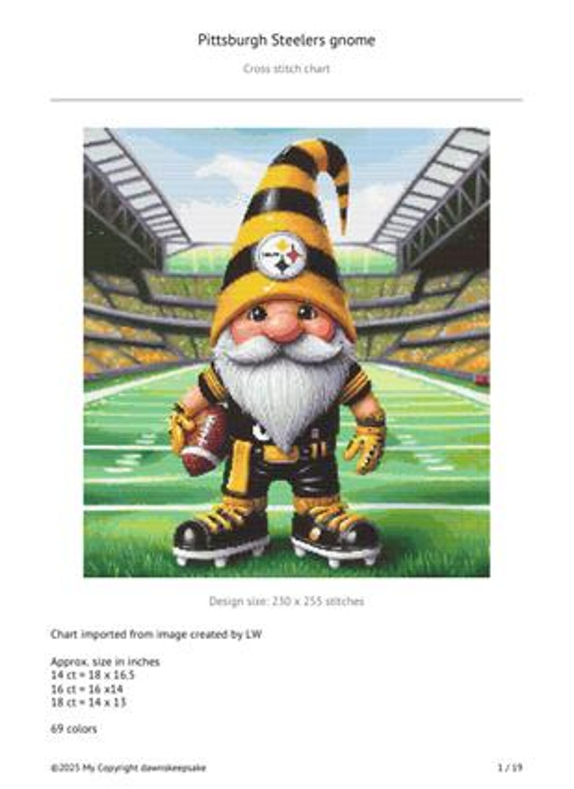 Pittsburgh Steelers Gnome Cross Stitch Pattern: Football Fan Gift (PDF ...