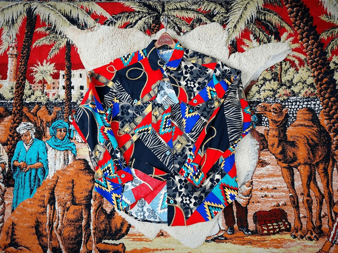 1980s NAVAJO Western CHIMAYO Aztec Multi Pattern BRUSHPOPPER Rodeo ...