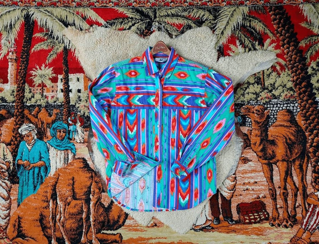 Vtg 1980s 1990s ARROYO Chimayo NAVAJO Aztec Brushpopper Rodeo WESTERN ...