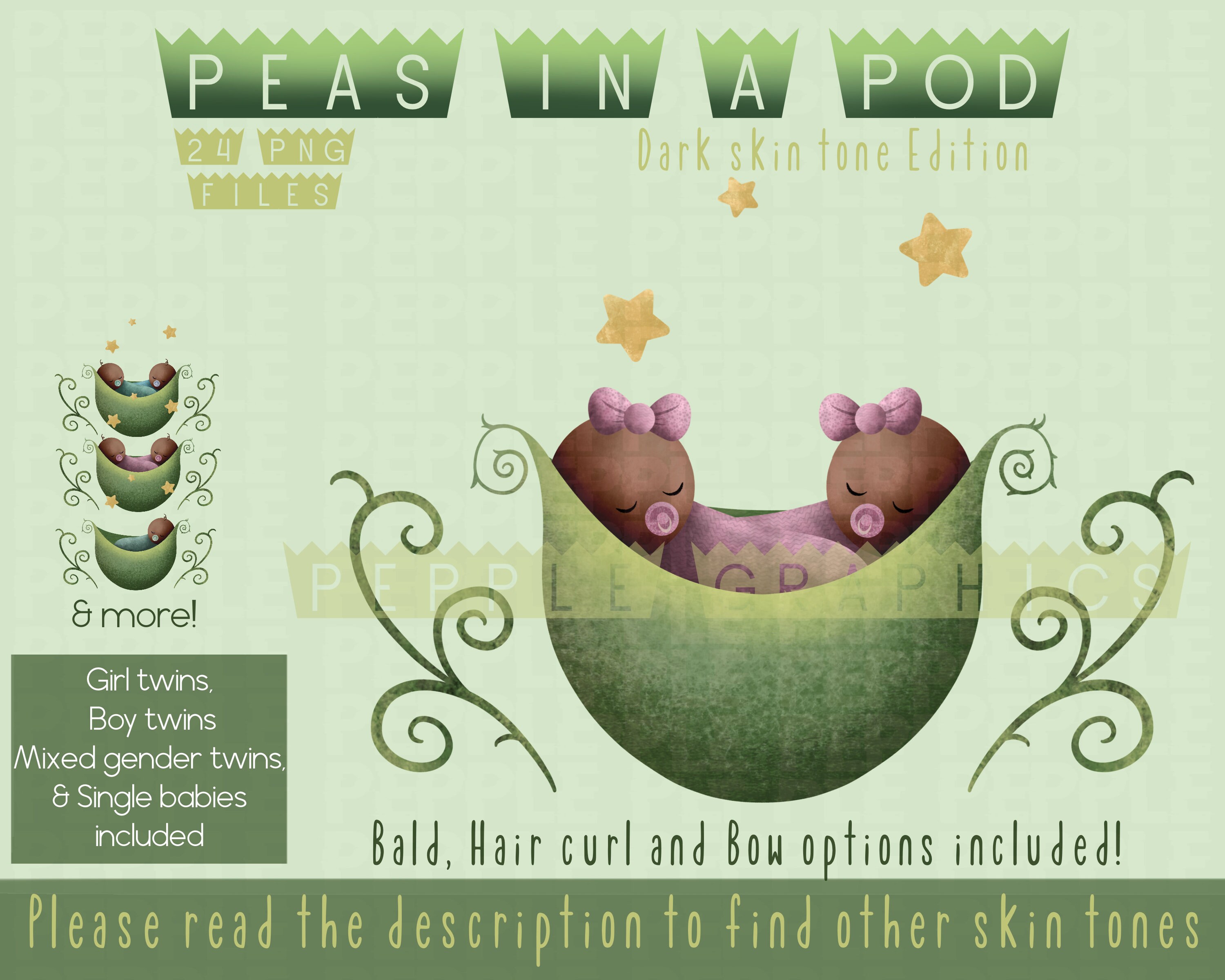 Two Peas in a Pod PNG, Dark Skin Tone, Create Stickers, Print Files, T ...