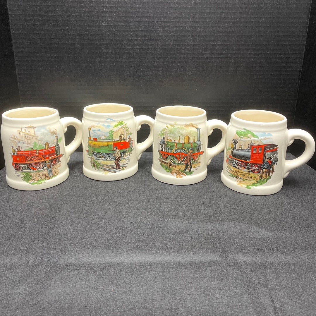 4 Vintage Train Engine Ceramic Mugs From Holland - Etsy