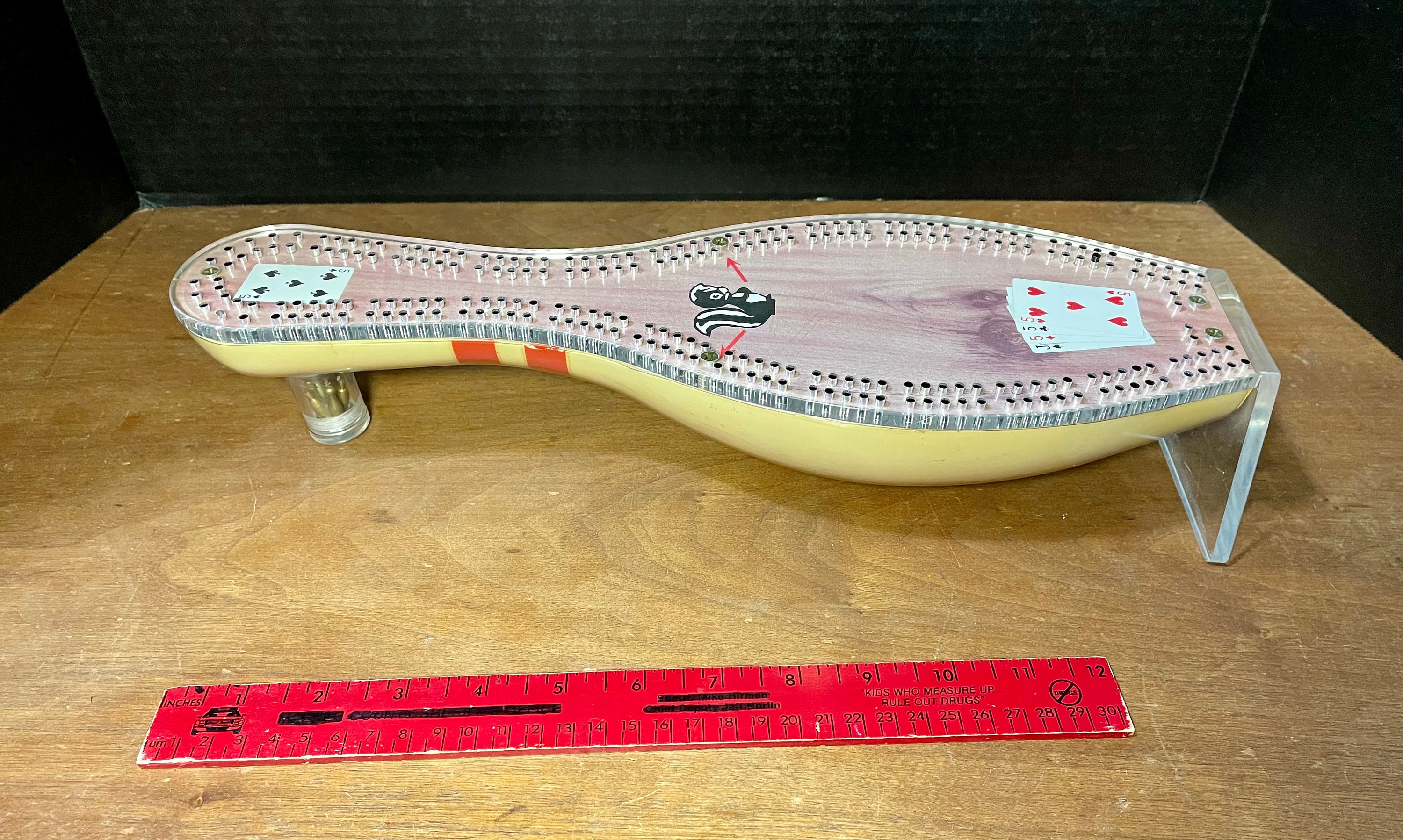 Vintage Bowling Pin Cribbage Board With 6 Brass Pegs. - Etsy