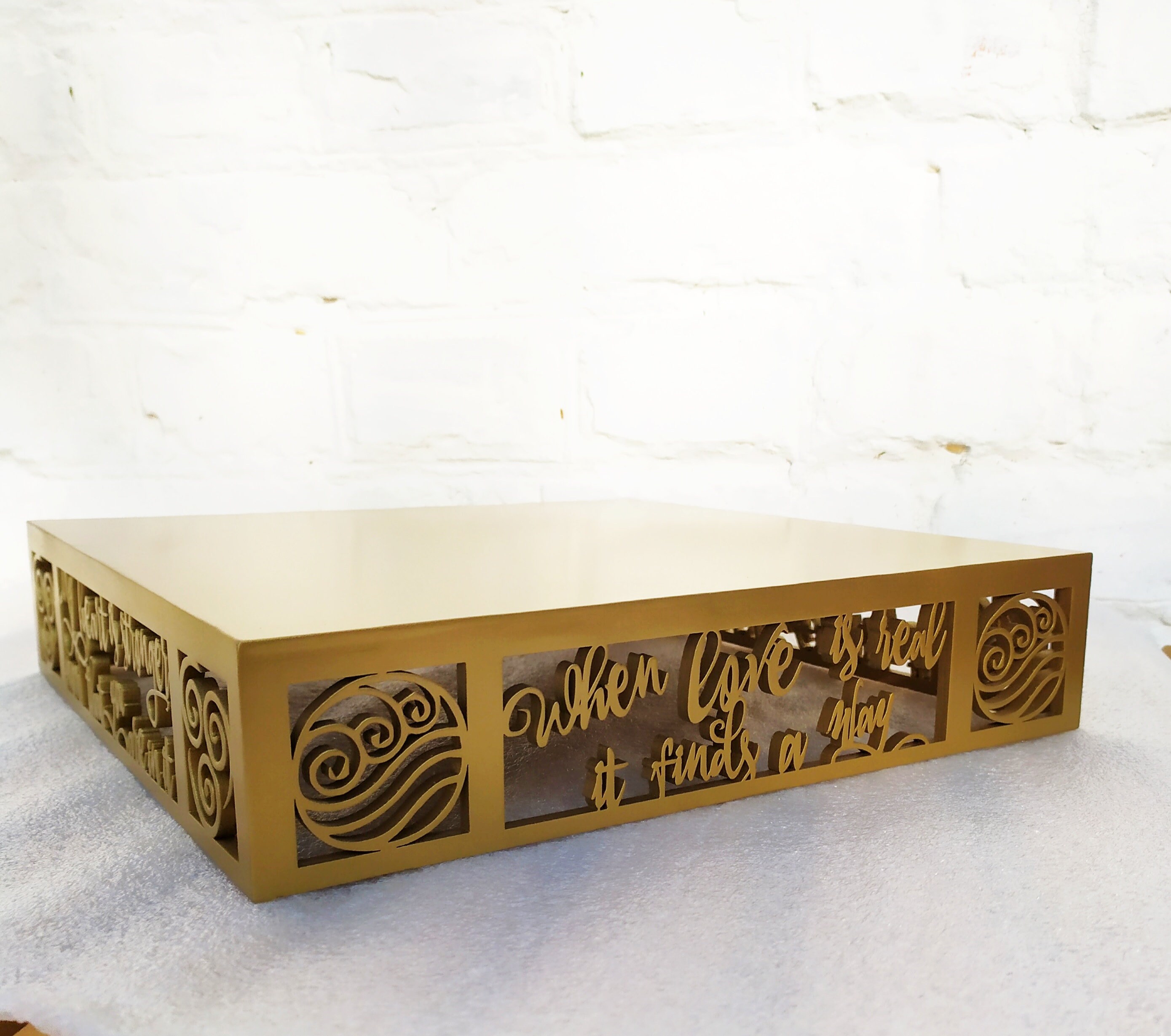 Carved Personalized Wedding Cake Stand Pedestal Initials Wooden Cake ...