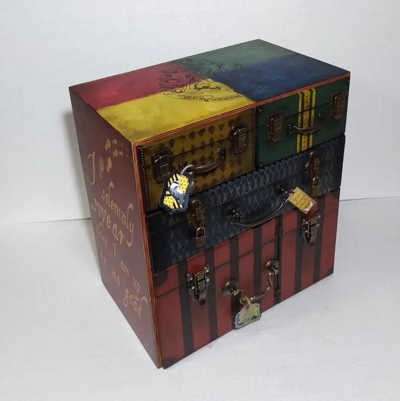 Magical Wizard School Chest of Drawers Organizer Wood Table Decor ...