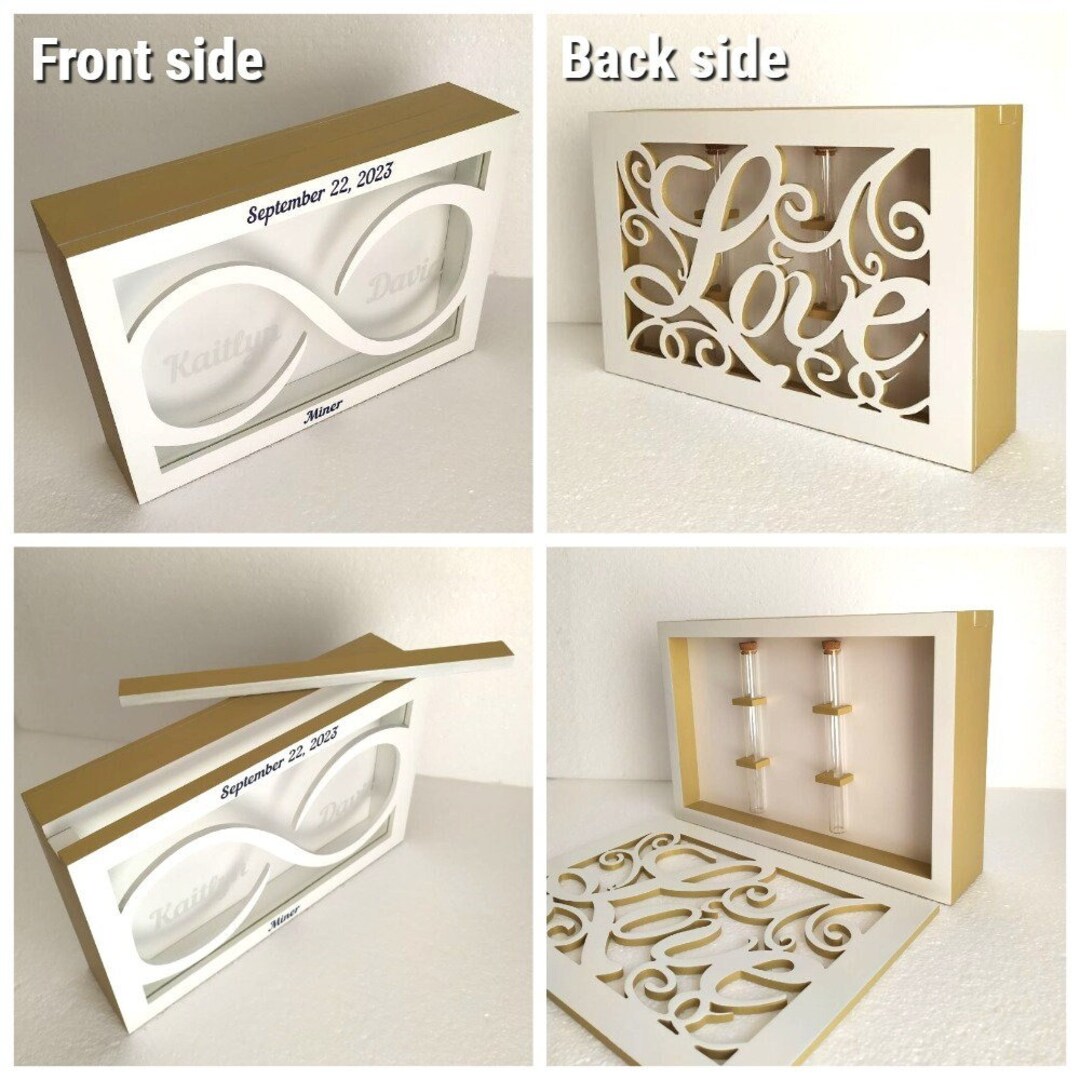 Personalised Sand Ceremony Box Infinity Sign Wedding Vows Keepsake ...