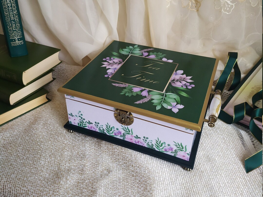 Tea Box Wooden Tea Box Tea Storage Tea Bag Box Tea Bag Storage Floral ...