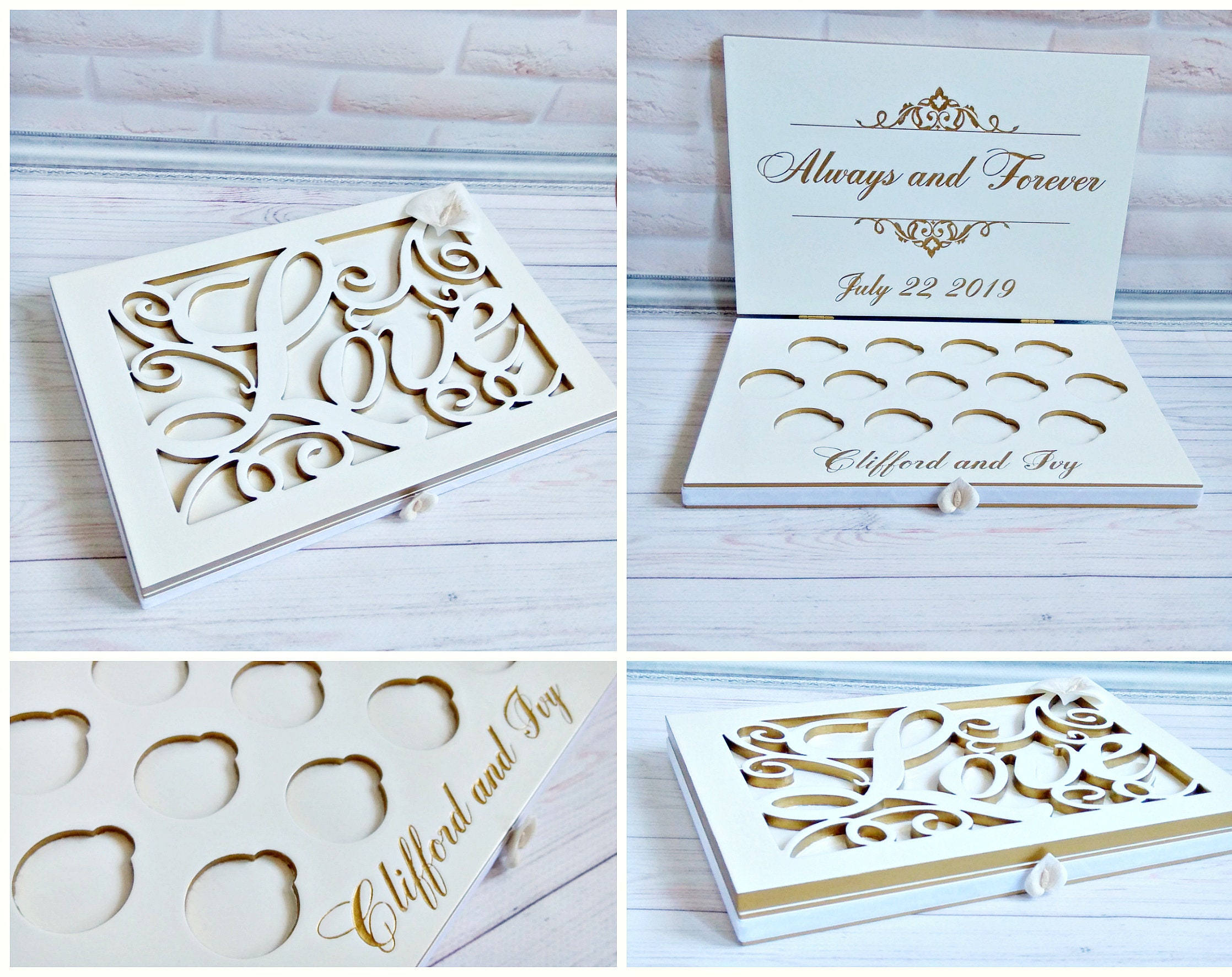 Wooden wedding coin Box Arras box Personalised Champagne Gold | Etsy