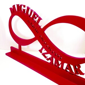 Personalised Infinity Symbol Red Wedding Table Sign for Reception Head ...